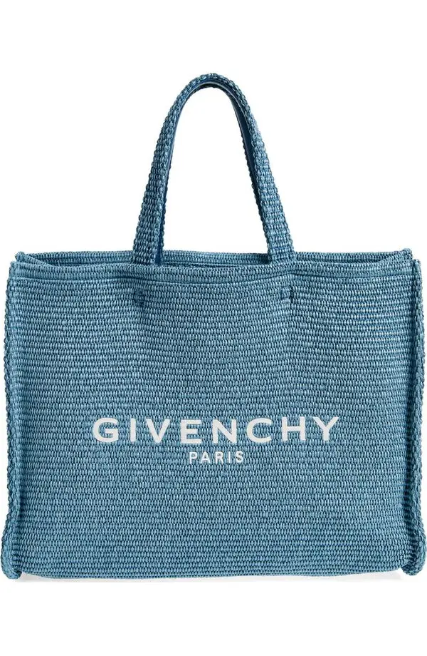 Givenchy Raffia G-Tote - Denim Blue | Editorialist